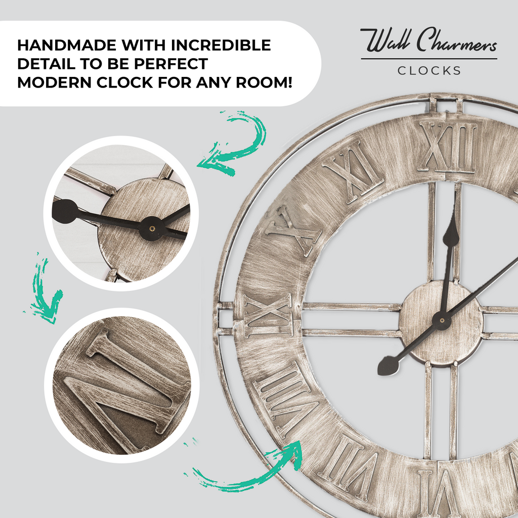 Rustic Metal Industrial Wall Clock, 20" – Wall Charmers