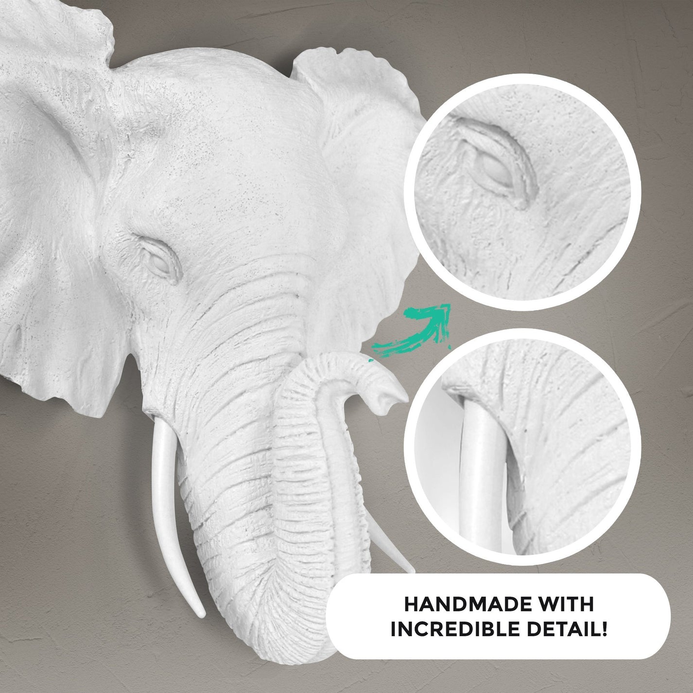 Elephant Head Wall Decor | Faux Taxidermy Decor by Wall Charmers